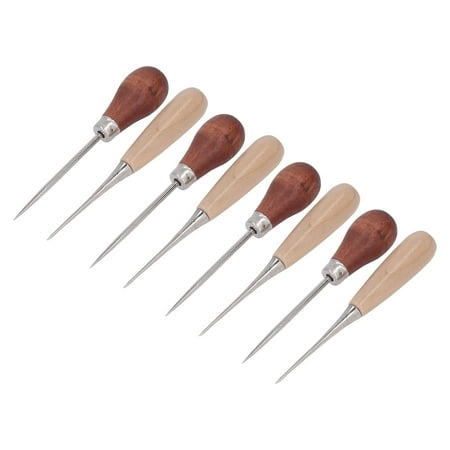 Sewing Awl, Stainless Steel Wooden Handle Leather Awl 8Pcs For Wood ...