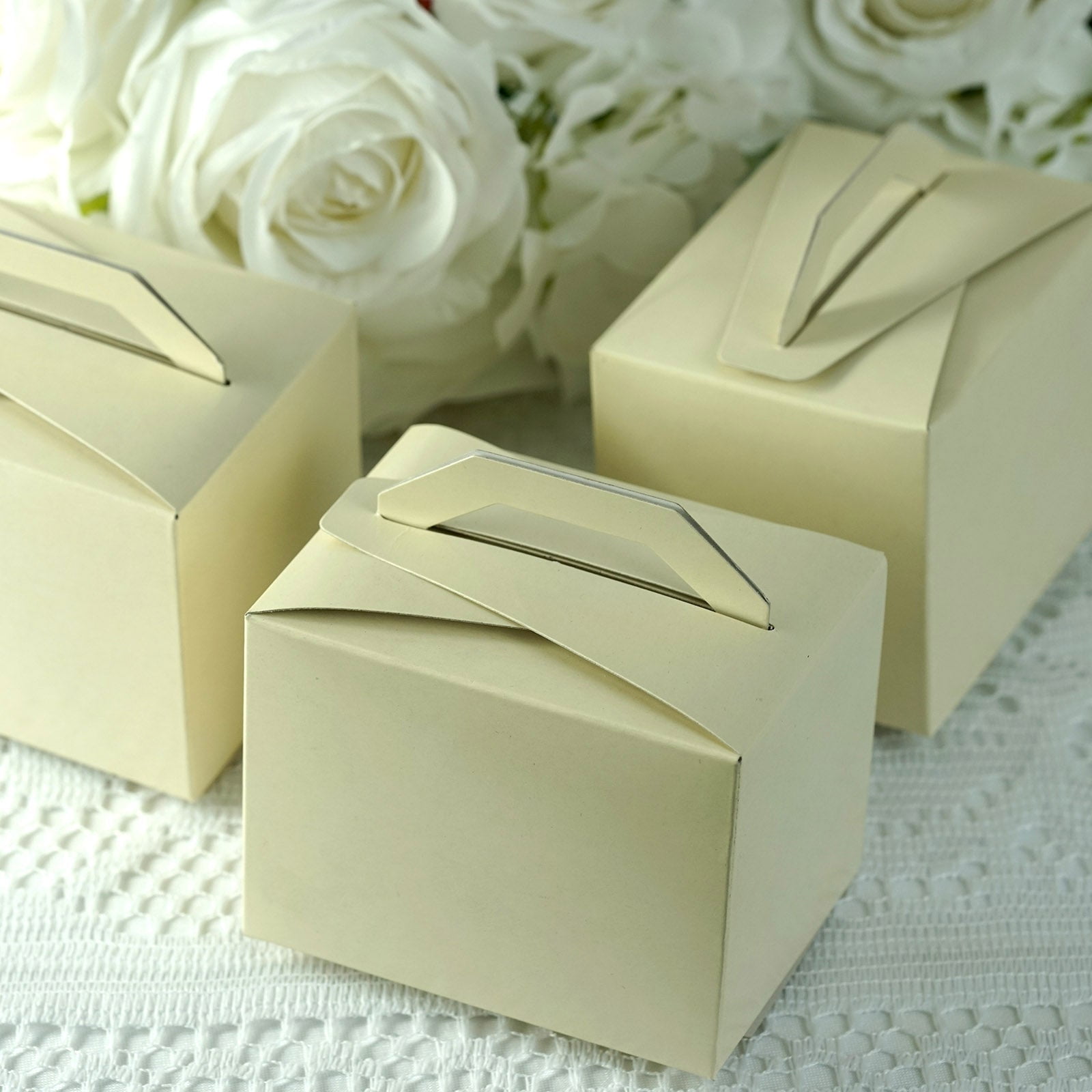 Efavormart 100pcs Ivory Tote Favor Boxes Party Goodie Boxes Treat Box ...