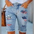 IYYVV Mid Rise Denim Bermuda Shorts for Women 250 Anniversary American ...
