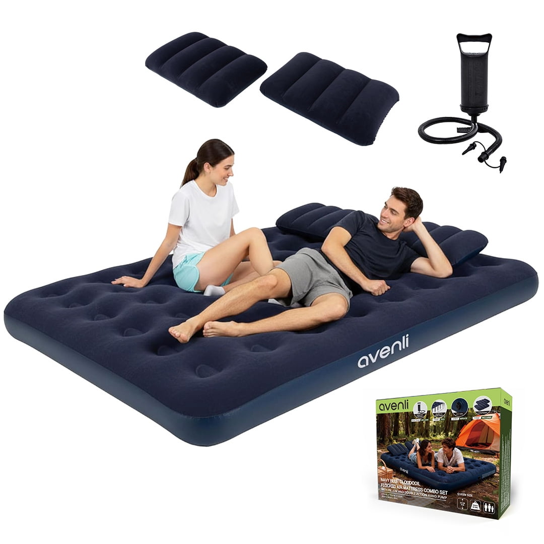 Avenli Queen-size Air Mattress for 2 people with 2 Pillows & a Double ...