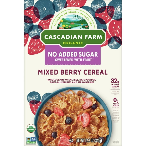 Cascadian Farm Organic Mixed Berry Cereal, No Added Sugar, 12.2 oz ...
