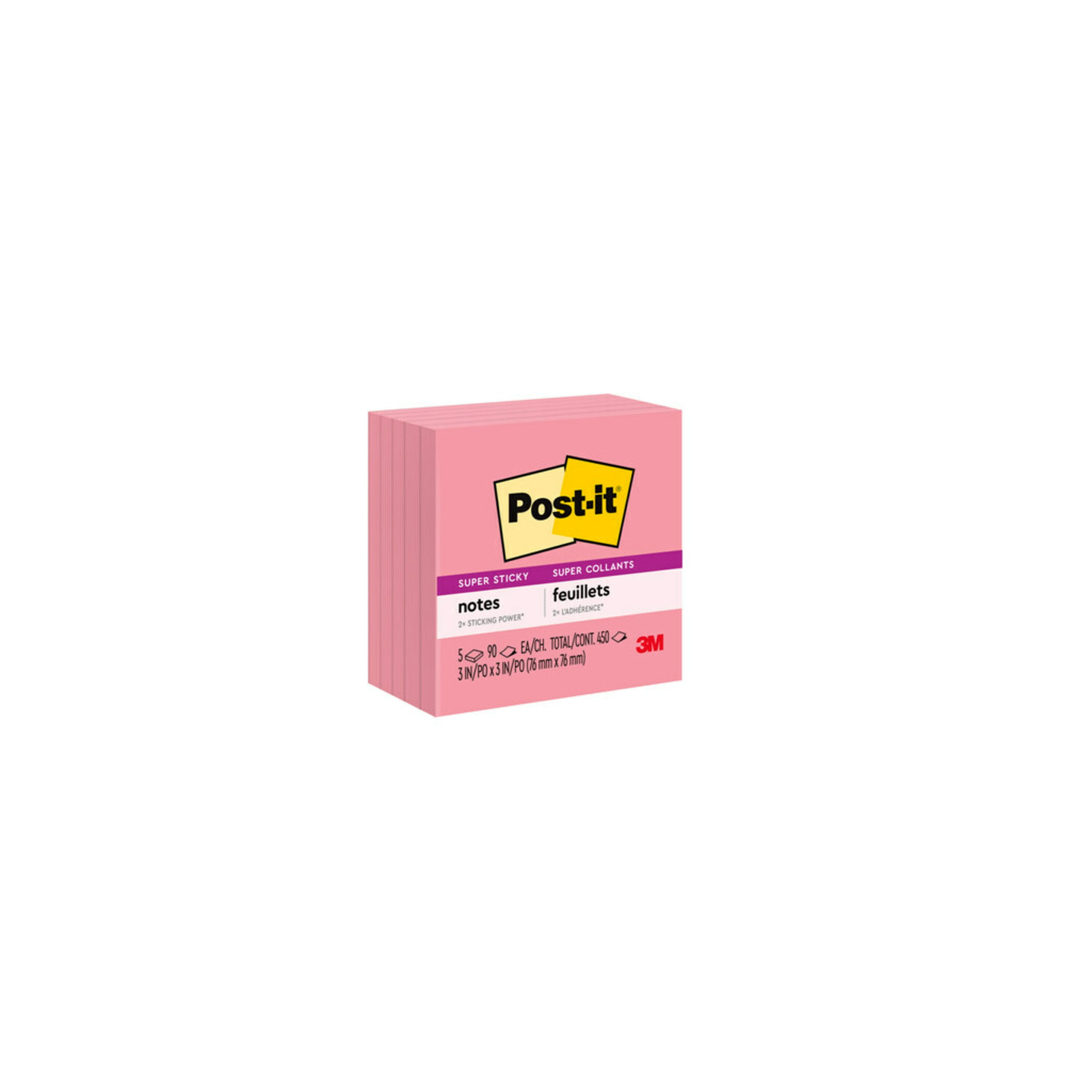 Post-it Super Sticky Notes Neon Pink, 3" x 3", 5 Pads - Walmart.com
