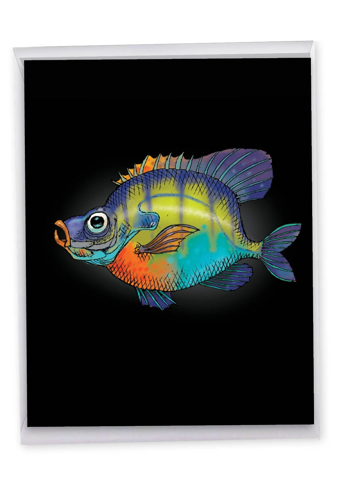 J6491ABDG Big Birthday Greeting Card: 'Fishtoons' Featuring a Multi ...