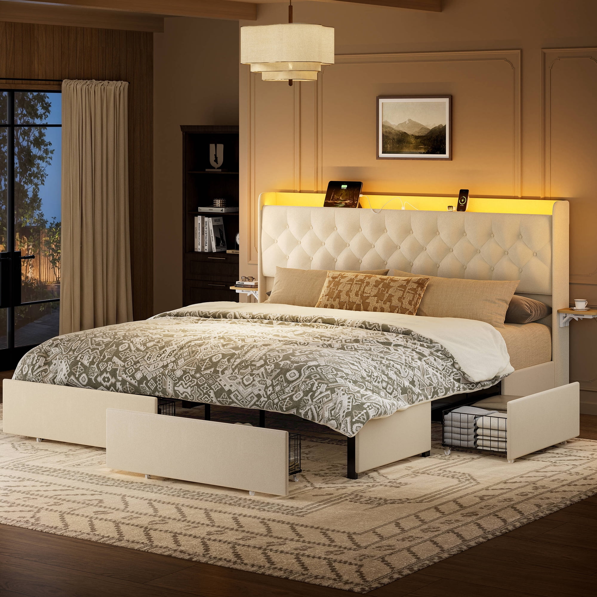 Click here for Gunaito King Size Bed Frame With 4 Storage Drawers... prices