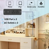 47" Large Vanity Desk with LED Lighted Mirror & Power Outlet & 7 ...