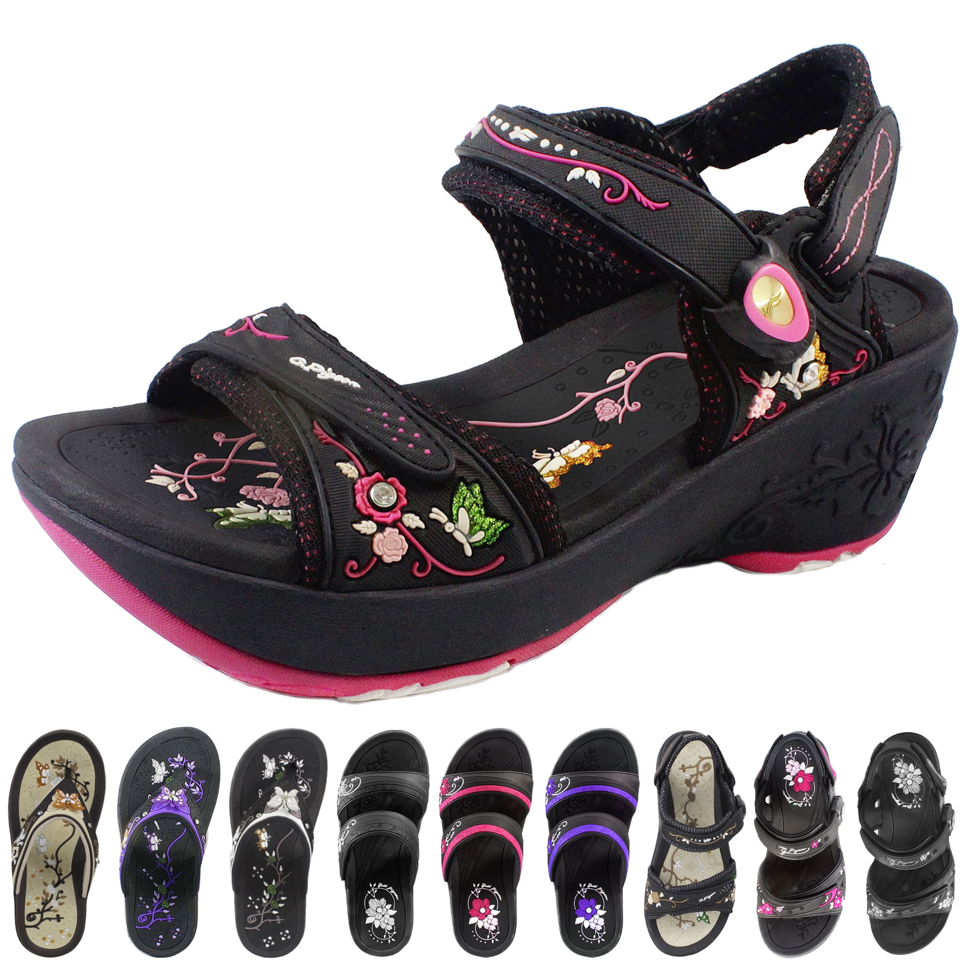 GP Wedge Platform Snap Lock Sandals for Women: 8698 Fuchsia, EU37 (US ...