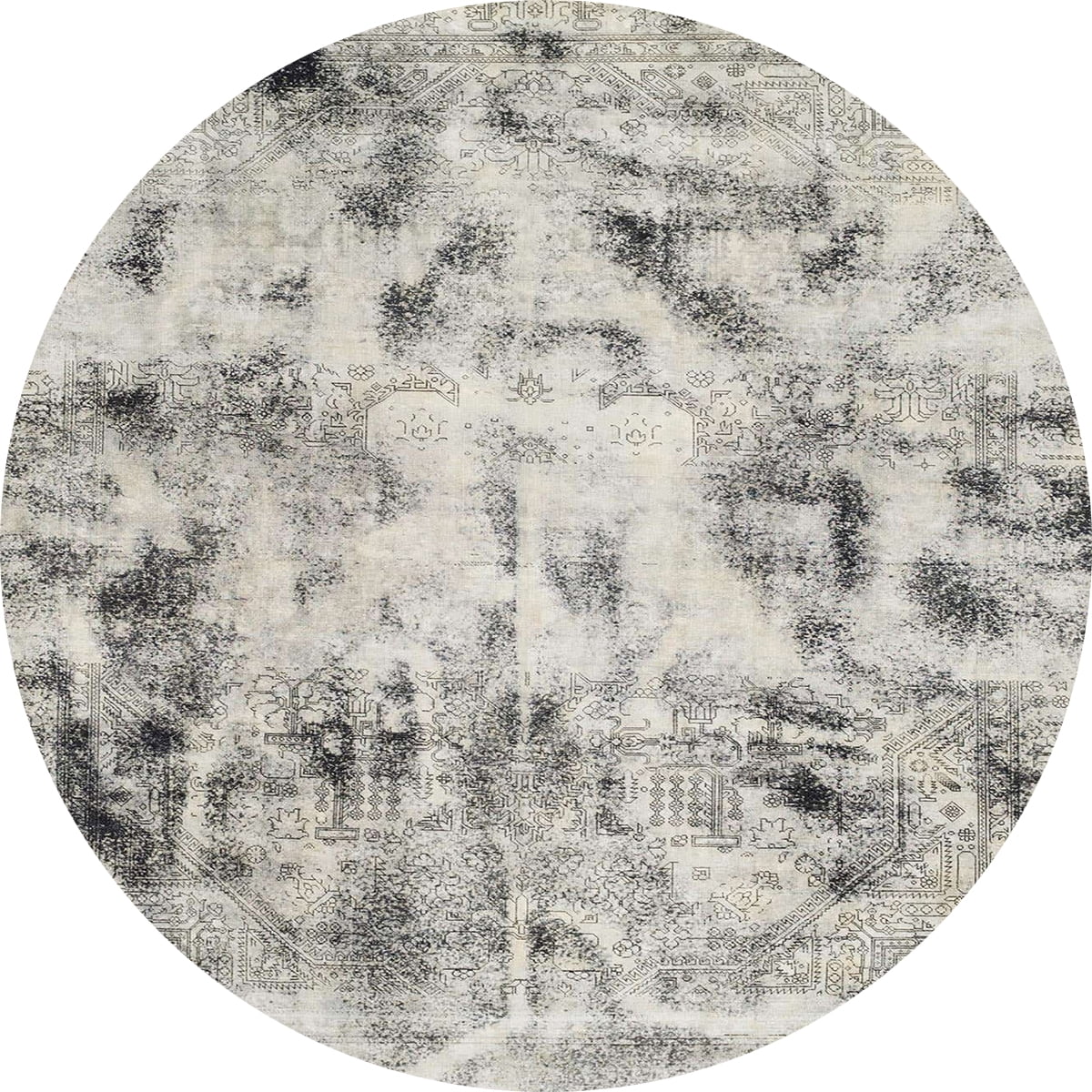 Ahgly Company Indoor Round Abstract Gray Abstract Area Rugs, 6' Round ...