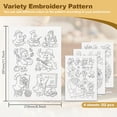4 Sheets Cloth Stick and Stitch Embroidery Patterns Non-woven Fabrics ...