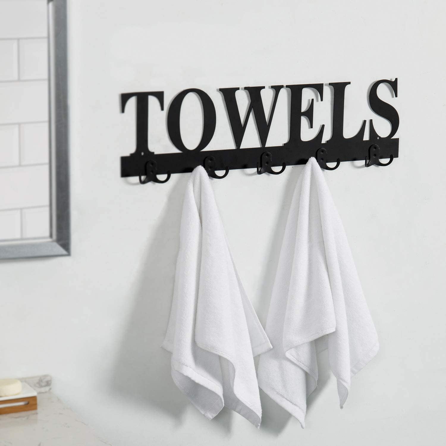 MyGift 23.5 Inch Black Metal Wall Mounted Towel Rack - Walmart.com