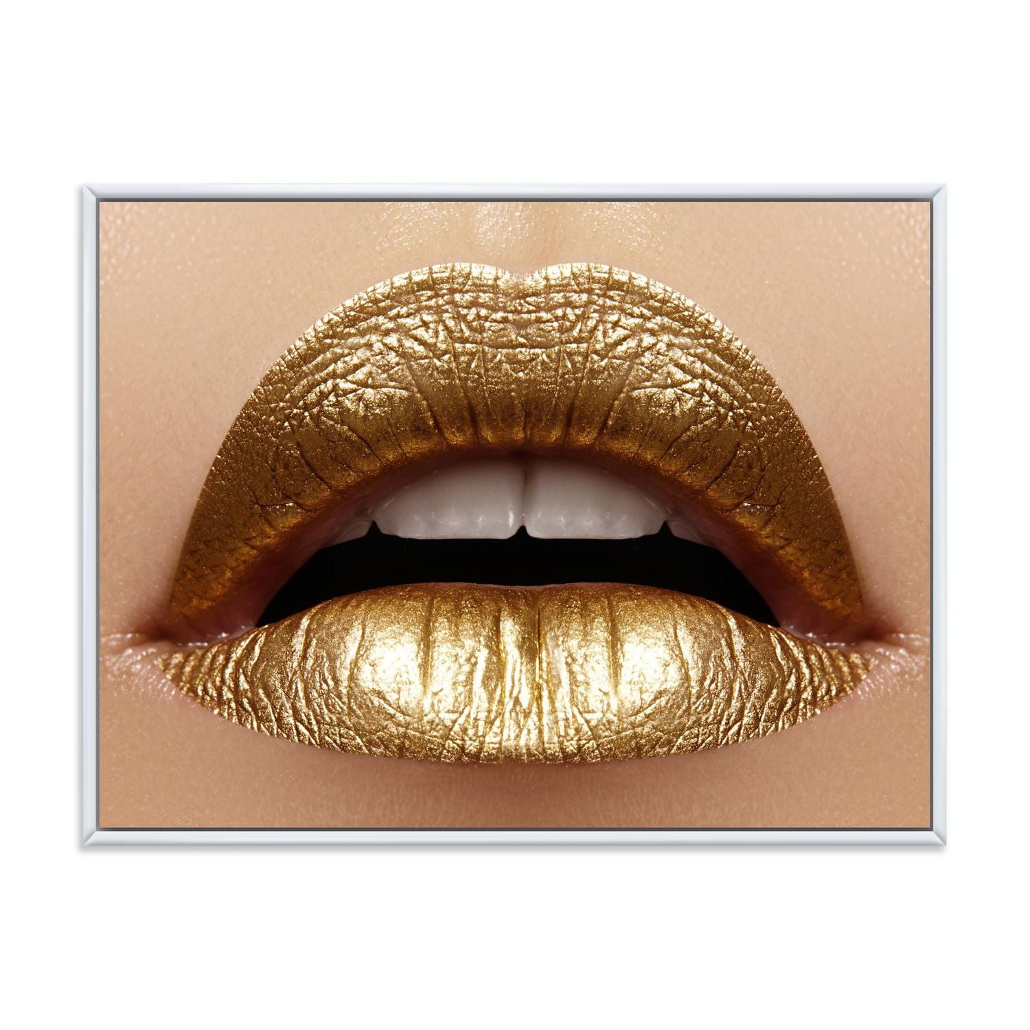 Click here for Designart Close Up Of Female Plump Lips With Golde... prices