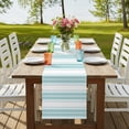 Aqua Striped Burlap Cotton Table Runner 13x60 Inches Long, Modern Thin ...