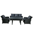 Uhomepro 4-Piece Outdoor Patio Furniture Set, Black Wicker Dining Sofa ...