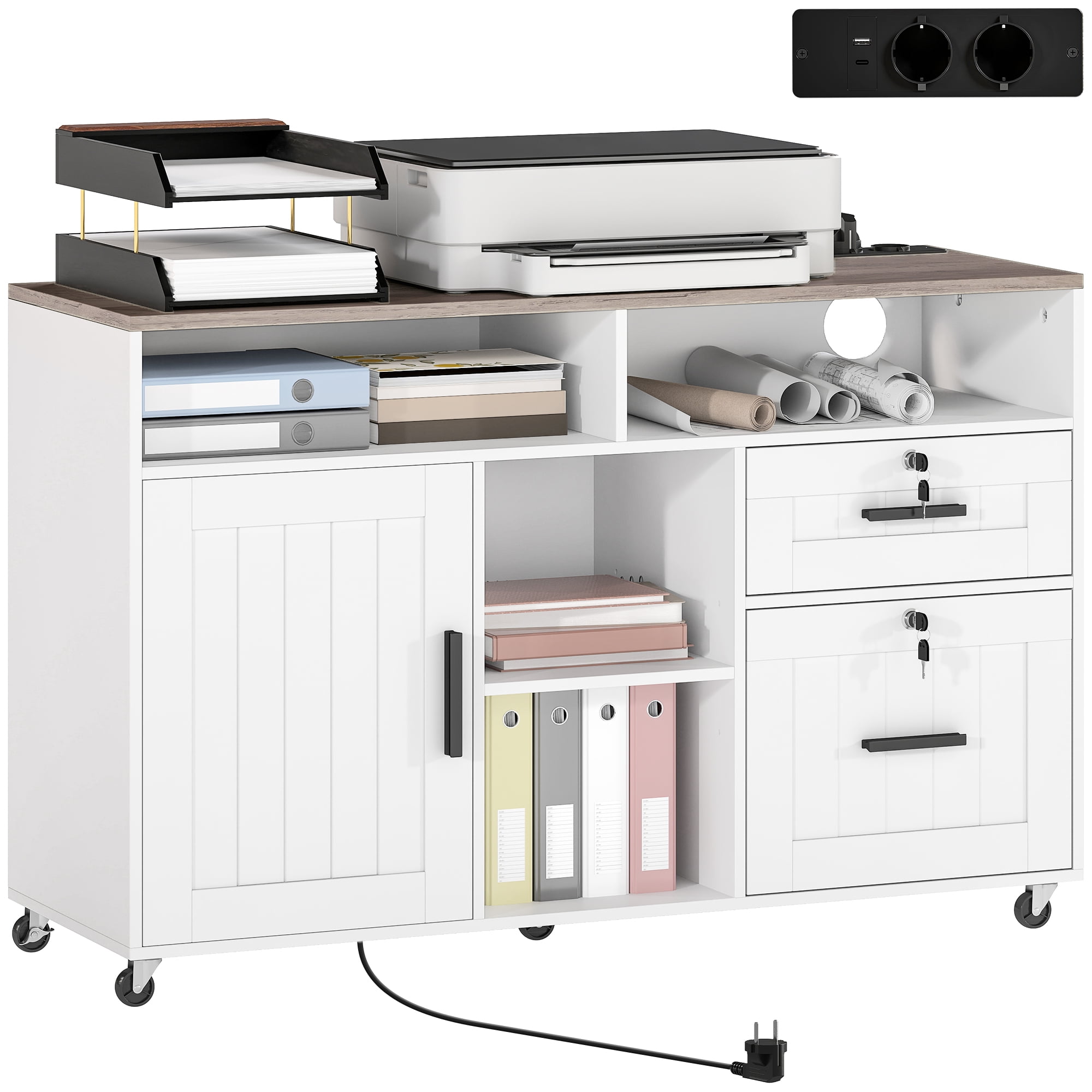 Click here for Homcom File Cabinet With Charging Station  Mobile... prices