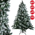 Noble 4/5/6/7 Feet Tall Snow Flocked Artificial Xmas Christmas Pine ...