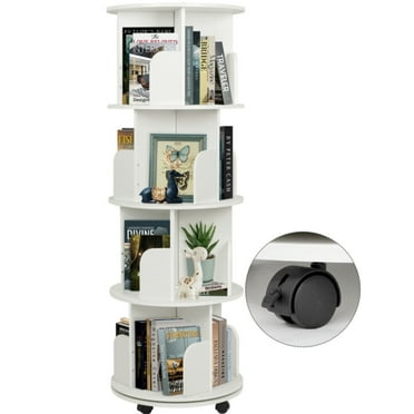 bimiti 5 Tier Rotating Bookshelf, 360° Revolving Bookcase 20 Shelves ...