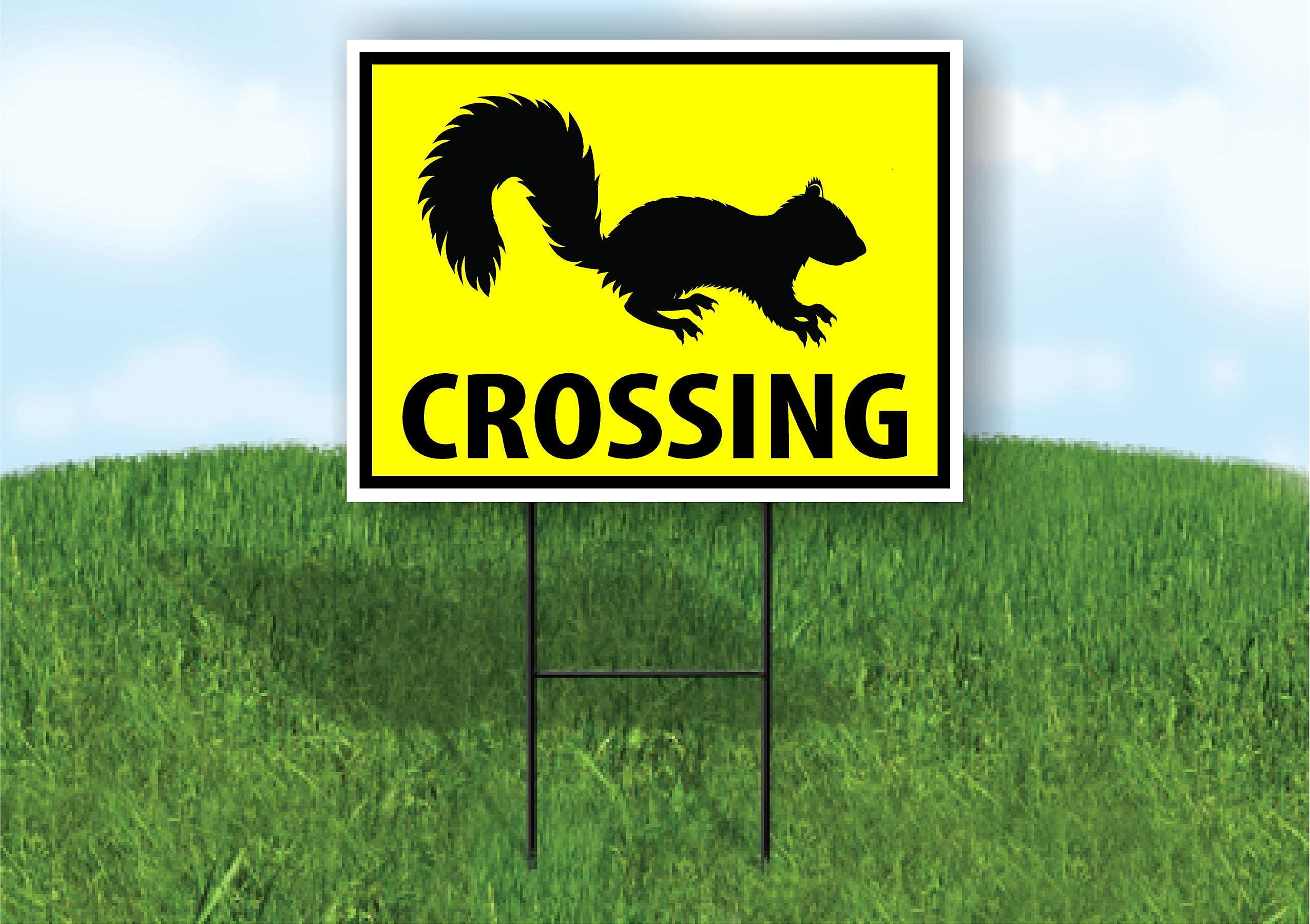 Double Sided Sign SQUIRREL CROSSING XING YELLOW Yard Sign ROAD SIGN ...