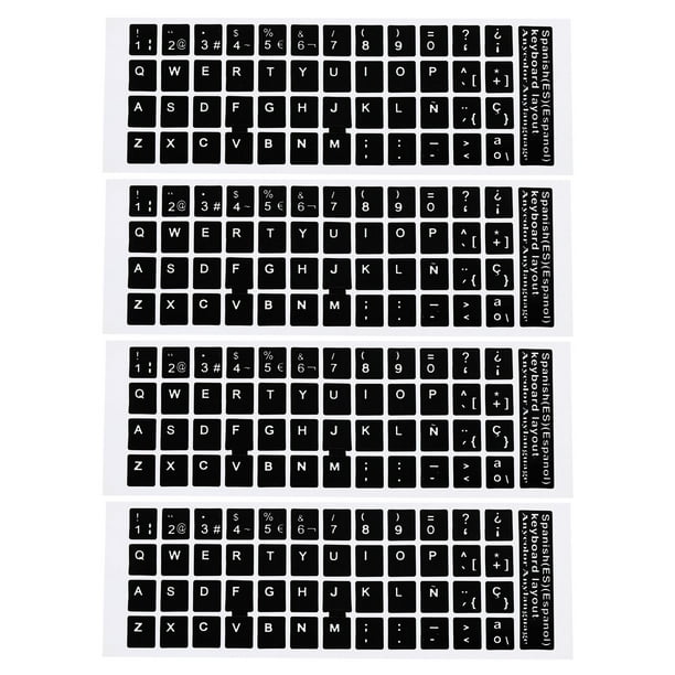 Uxcell Spanish Keyboard Stickers Universal Keyboard Cover Smooth, Black ...
