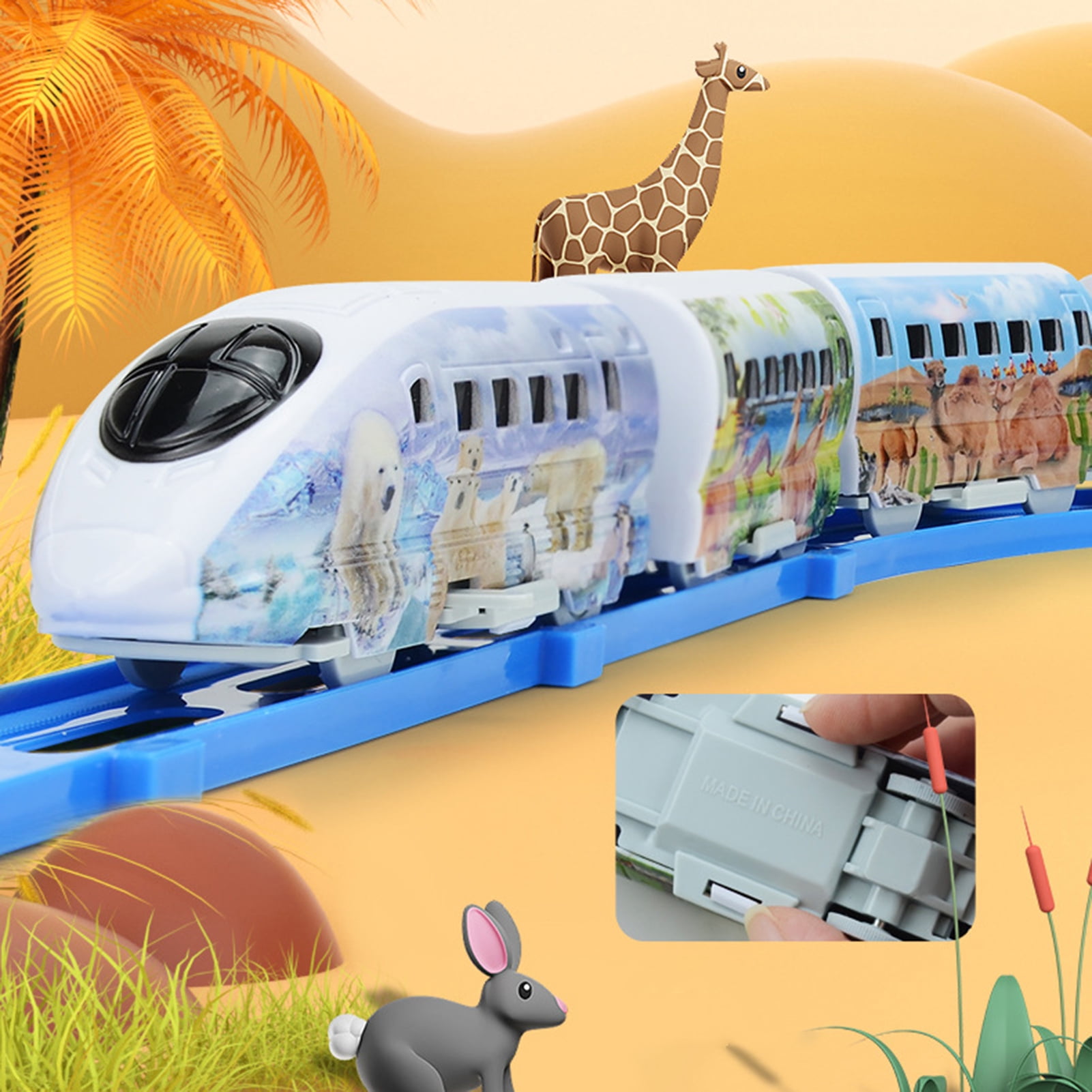 Buy 1 Set Train Railway Toys Simulation Sightseeing Train DIY Scene ...