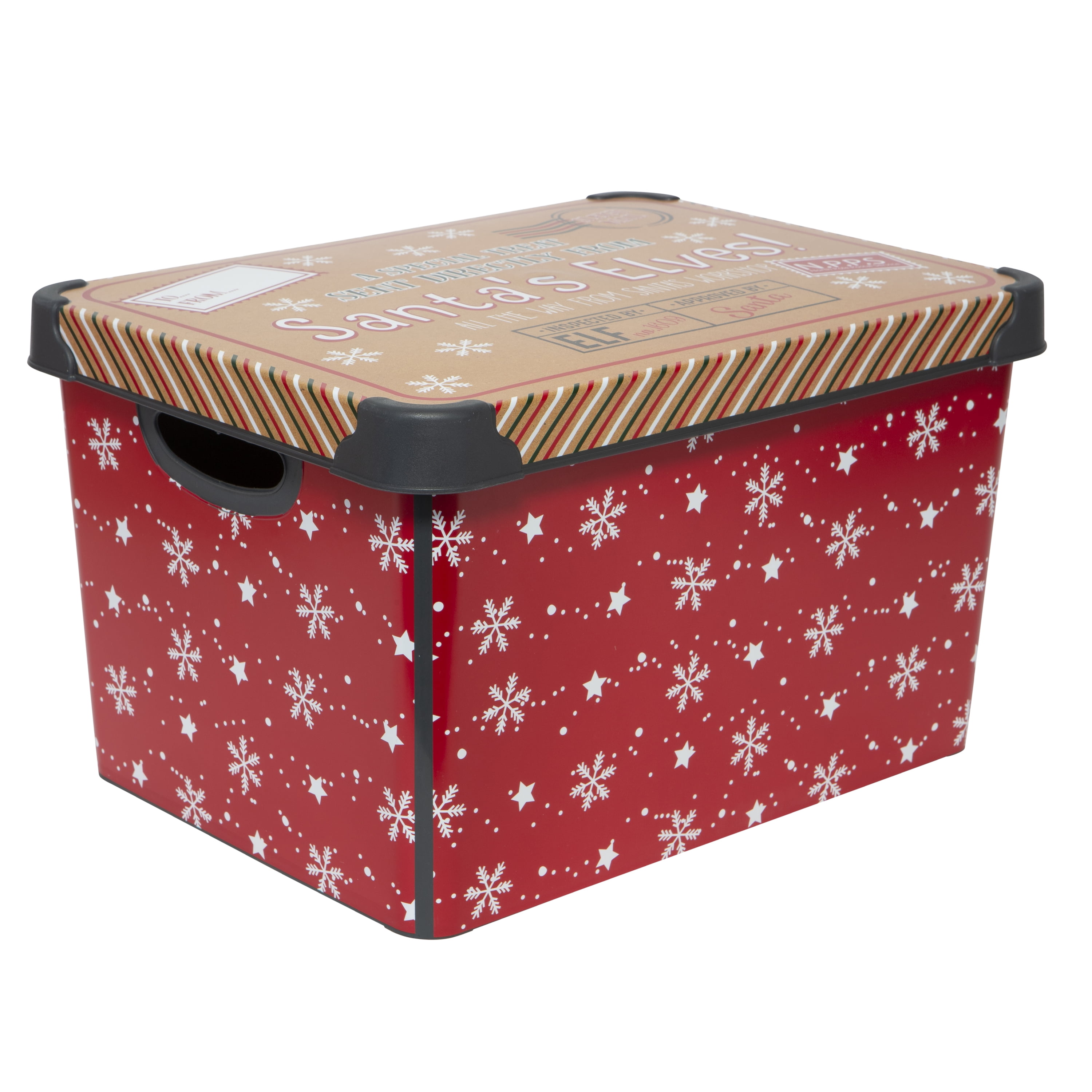 Simplify 7.48 Gallon Santa Elves Design, Plastic Storage Bins, Red ...