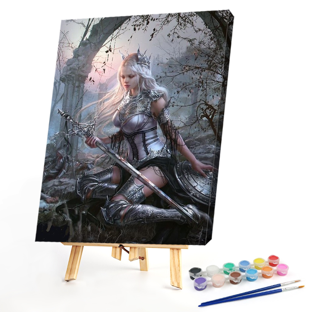 Pintura al óleo por números Silver Knight Frameless Picture Craft Kit ...