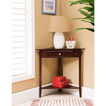 Ulma Wooden Corner Accent Side Table Plant Stand with Storage Drawer ...