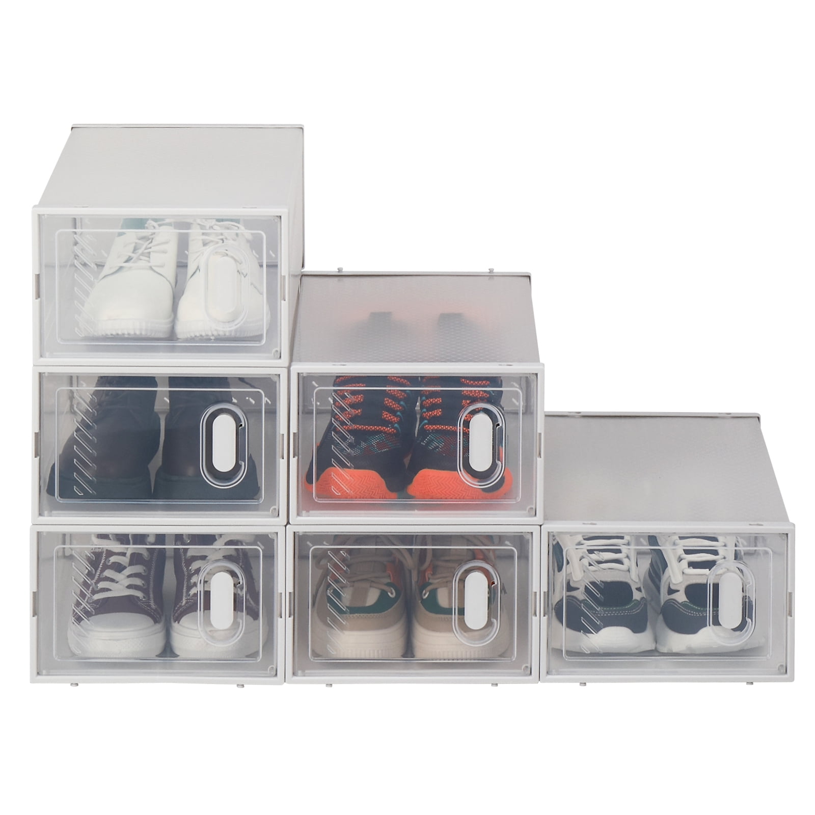 Zimtown Sturdy Shoe Boxes Pack of 6 Stackable Shoe Storage Organizer ...