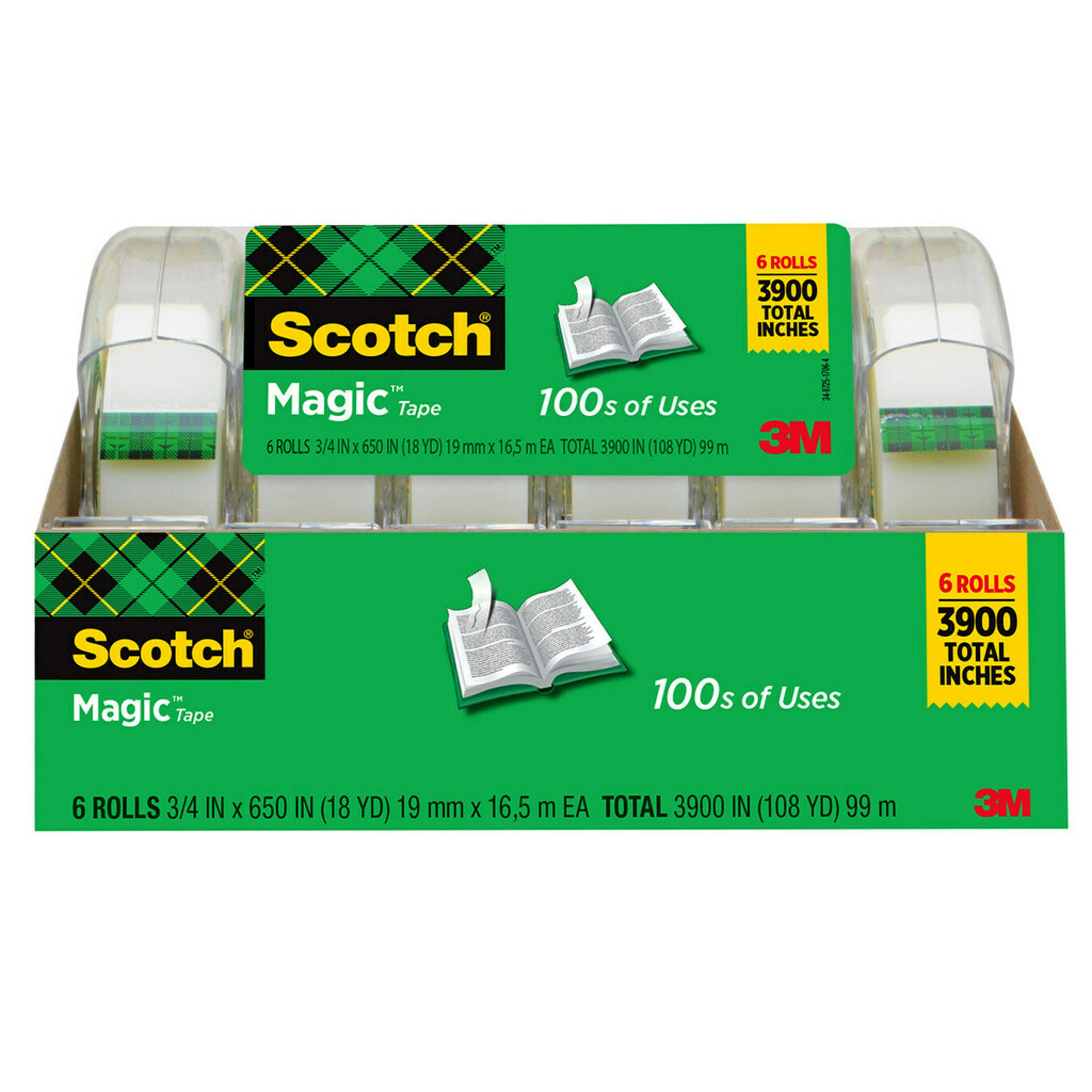 Scotch Invisible Magic Tape, 3/4 in. x 650 in. per Roll, 6 Dispensers ...