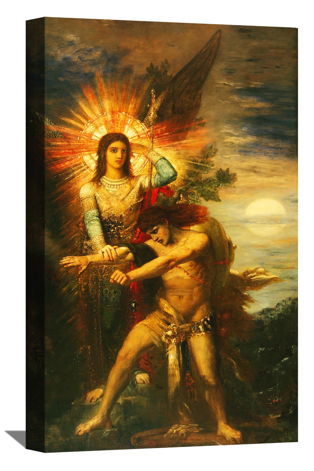 Gustave Moreau Painting Art Print Jacob and the Angel Symbolism Canvas ...