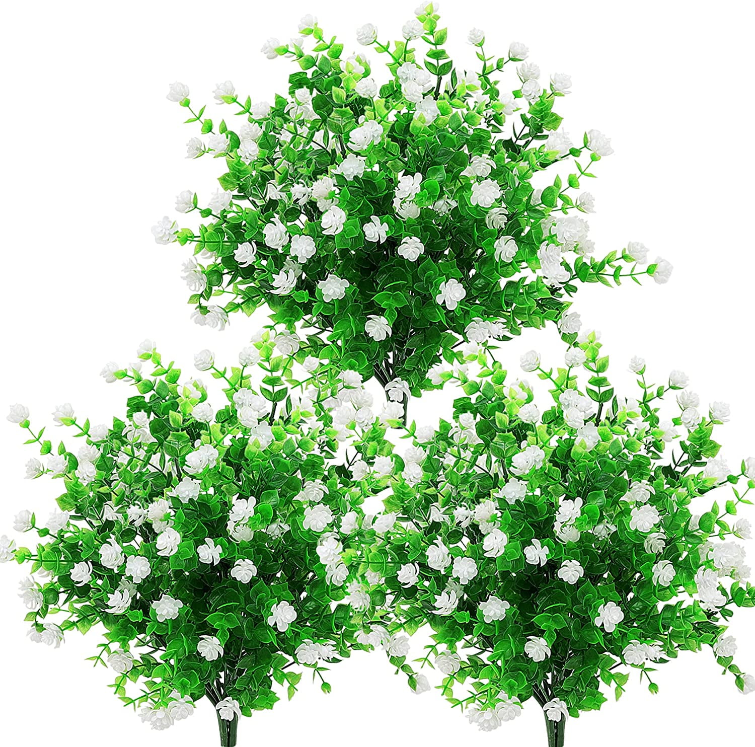 Zukuco 6/12pcs Artificial Flowers Grasses Outdoor UV Resistant Plants ...