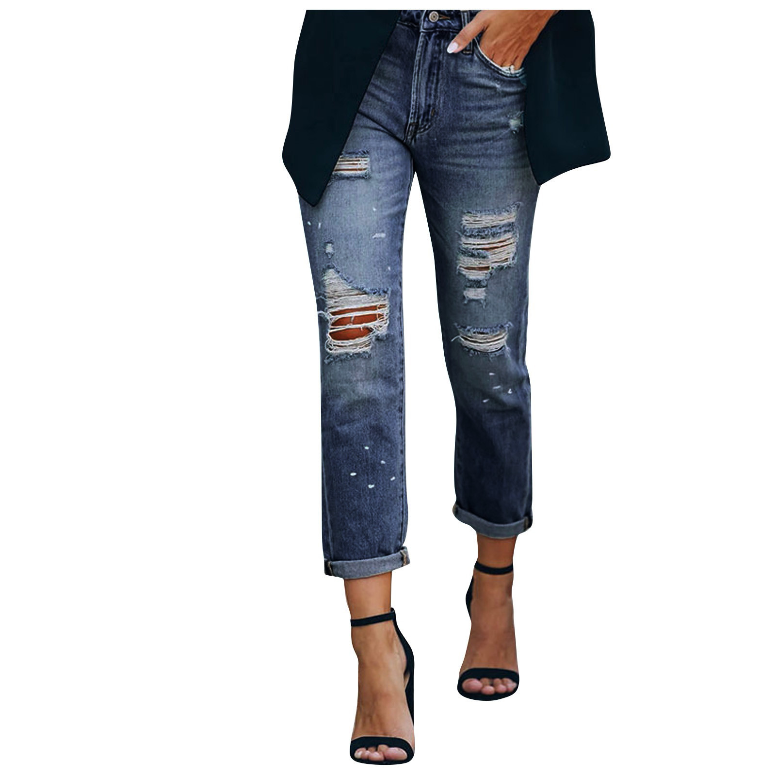 Judy Blue Heavy Sanded Mid-Rise Medium Wash Destroyed Skinny Capris ...