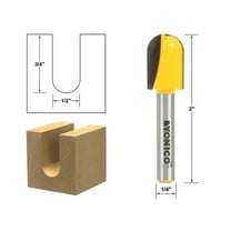 Yonico Hinge Mortise/Template Router Bit - 3/4"W X 7/16"H - 1/4" Shank ...
