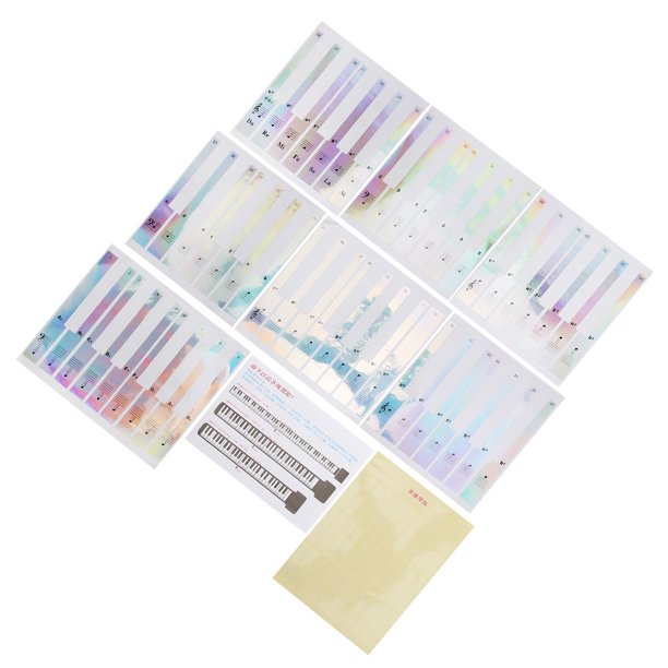 Piano Keys Label, Bigger Letter Piano Sticker Thin Colorful Gradient ...