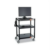 Adjustable-Height Steel AV Cart 27.25w x 18.25d x 28.5 to 36.5h, Black ...