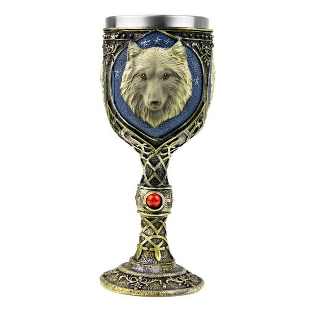 3D Totem Wolf Head Goblet Drinking Cup Goblet Resin Red Crystal Resin ...