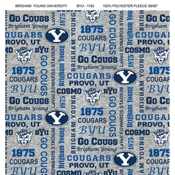 BYU University Fleece Fabric with Verbiage Pattern-Sold by the Yard ...