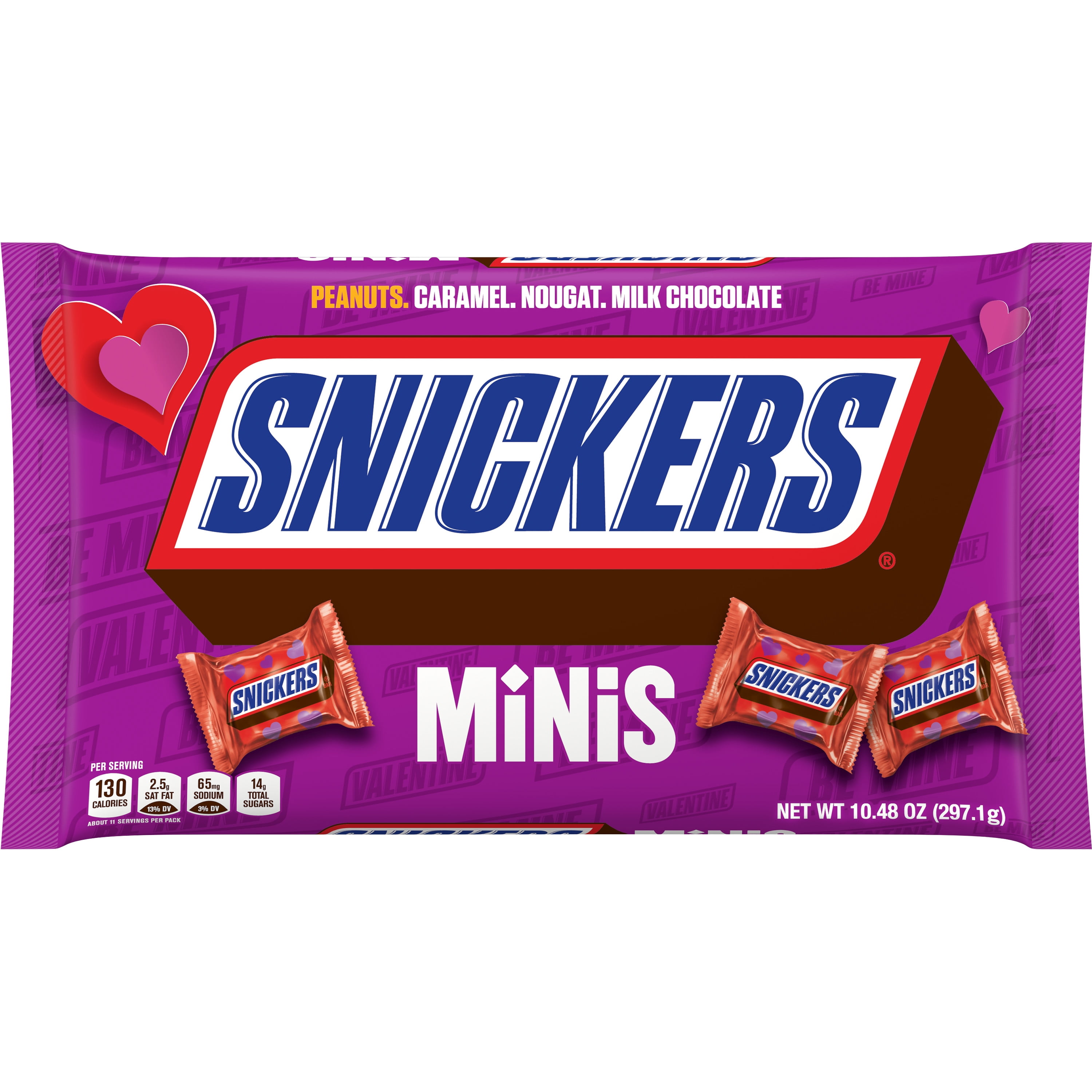 Snickers Minis Chocolate Candy Bars, Valentines Day Candy - 10.48 oz ...