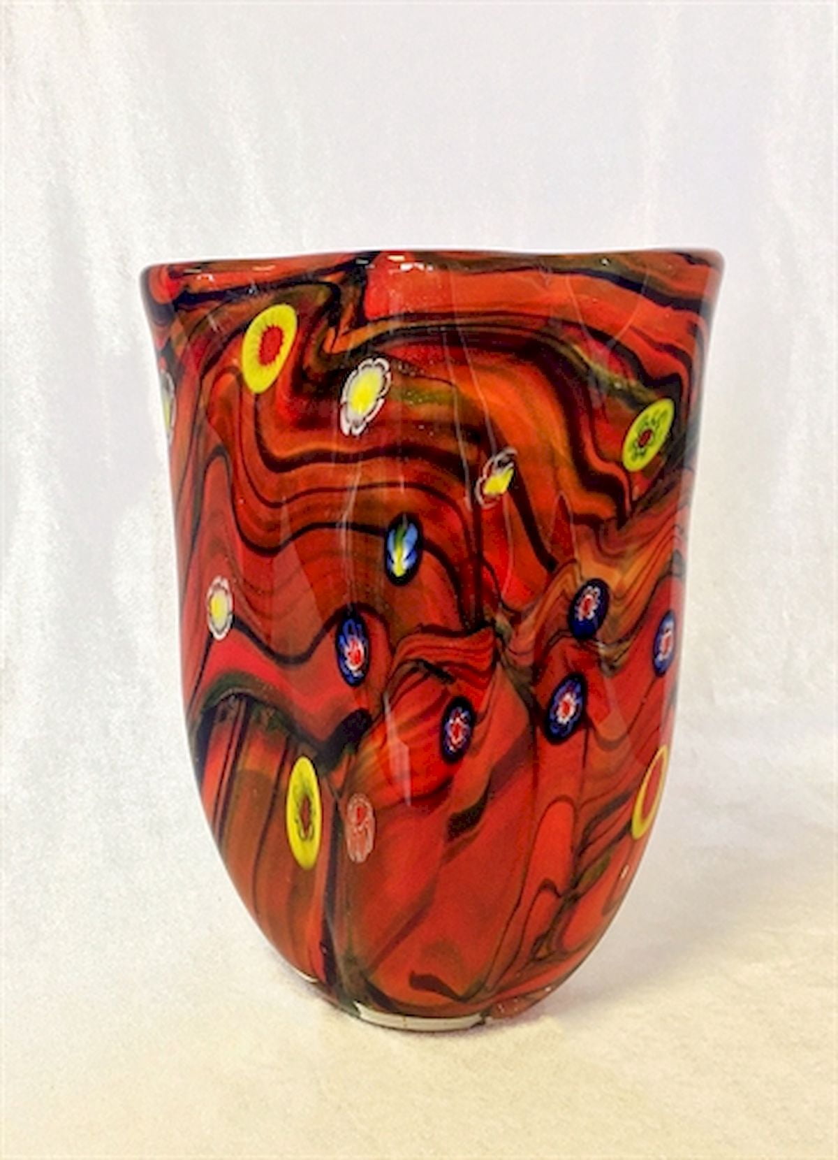 Red Swirls With Multi Color Shapes Glass Vase - Walmart.com