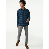 Free Assembly Men's Two-Pocket Flannel Shirt - Cotton, Relaxed Fit ...
