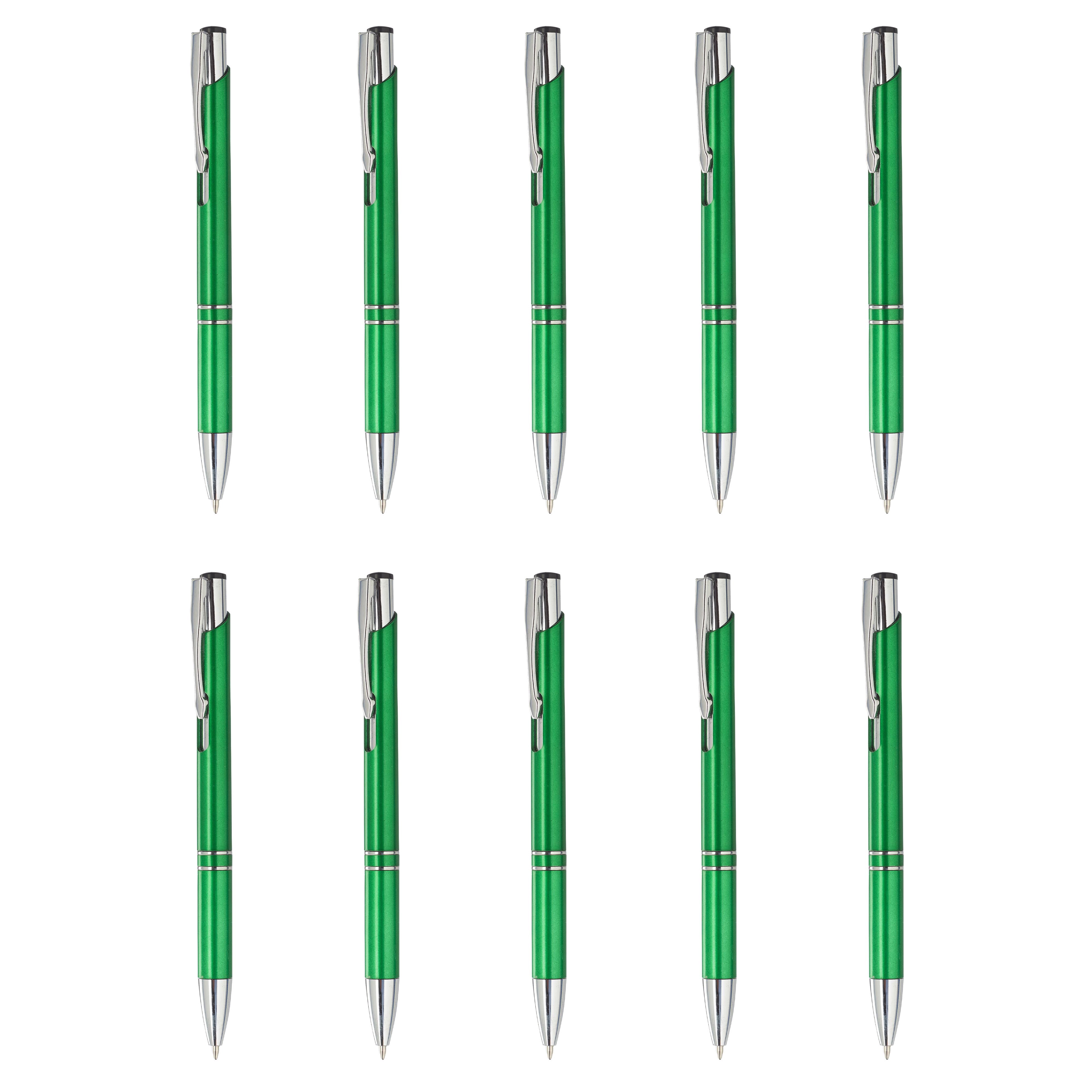 10 Retractable Plastic Ballpoint Pens Pack - Slim barrel, click action ...