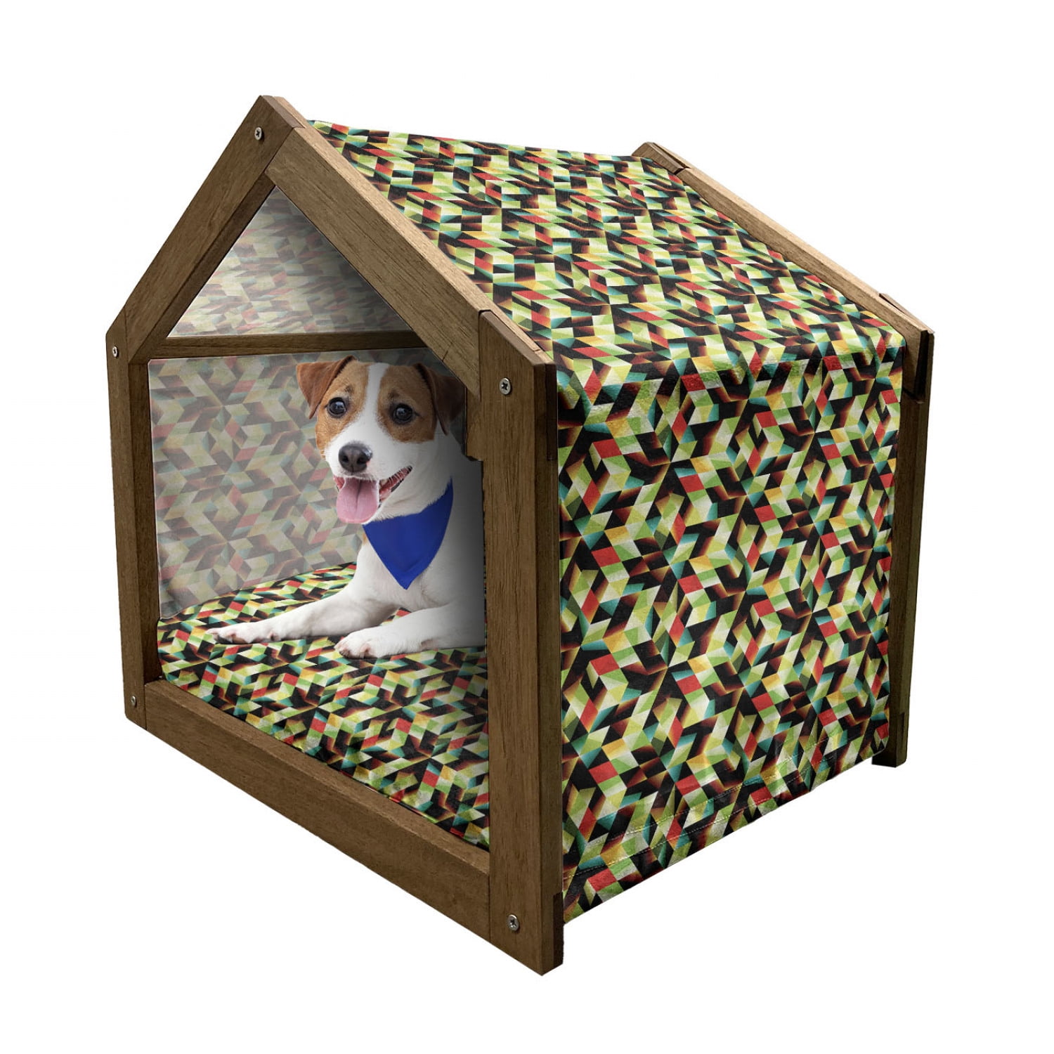 Colorful Pet House, Polygonal Pattern with Triangle Shapes Futuristic ...