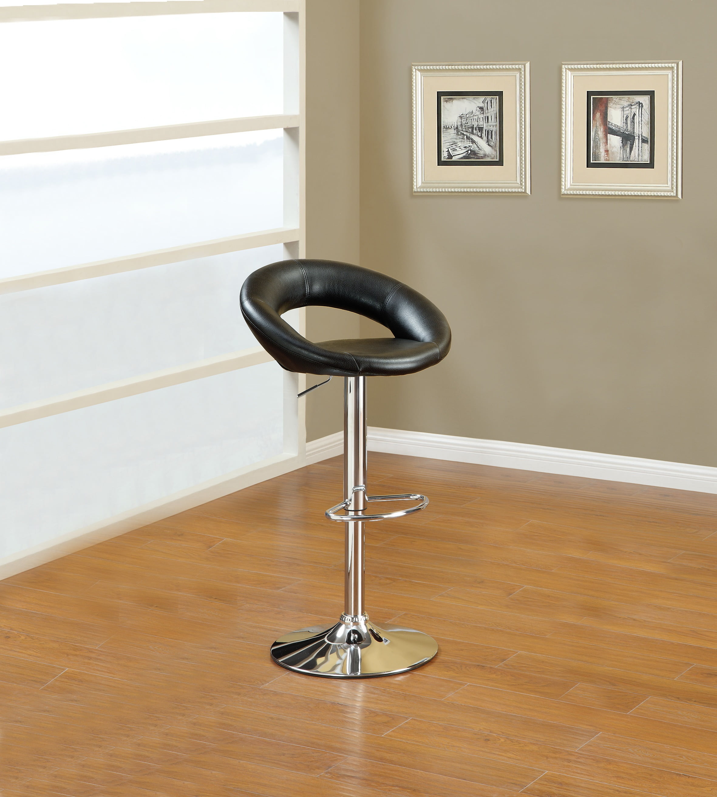 CoSoTower Black Faux Leather Stool Adjustable Height Chairs Set Of 2 ...