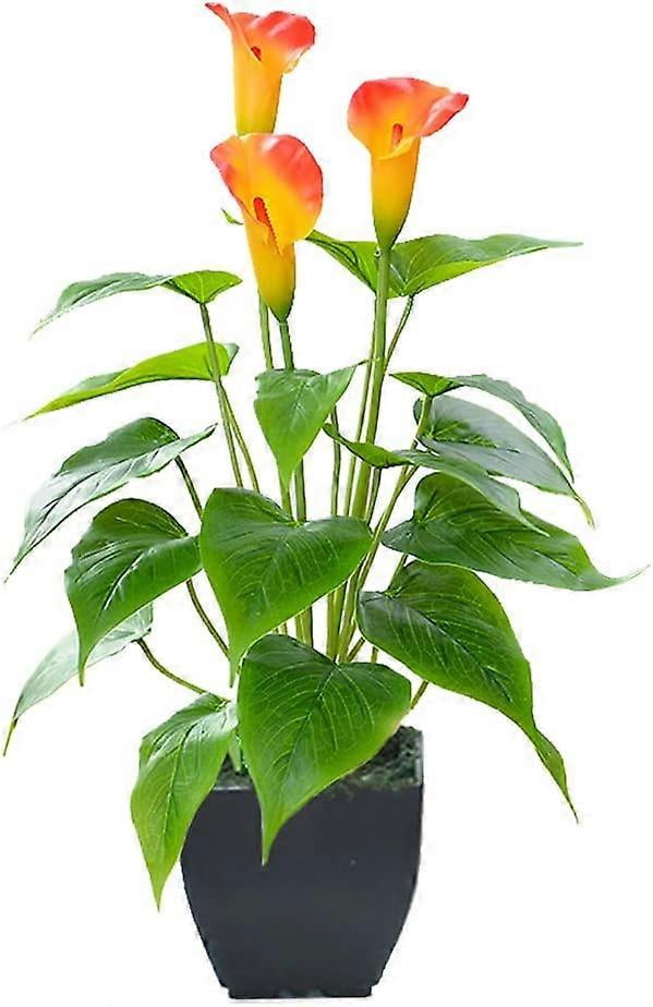 Planta artificial ZHAOCHENG lirio de cala en maceta pequeña naranja ...