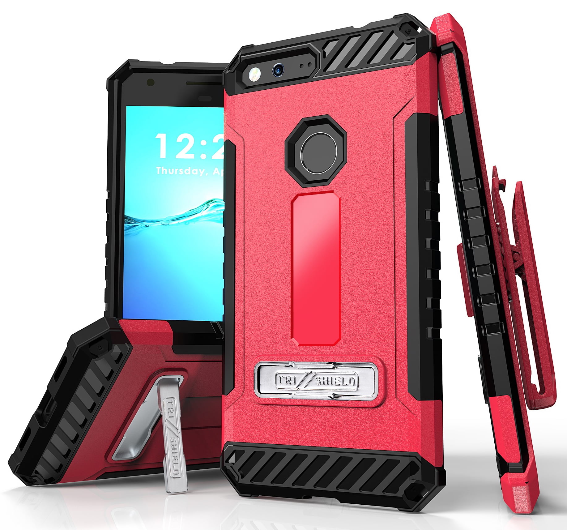 HOT PINK BEYOND CELL TRI-SHIELD RUGGED CASE COVER with KICKSTAND + BELT ...