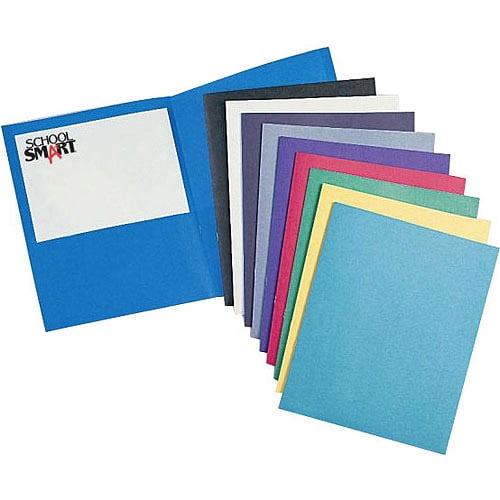 School Smart Leatherette 2-Pocket Folder, 9" x 12", Pack of 25 ...