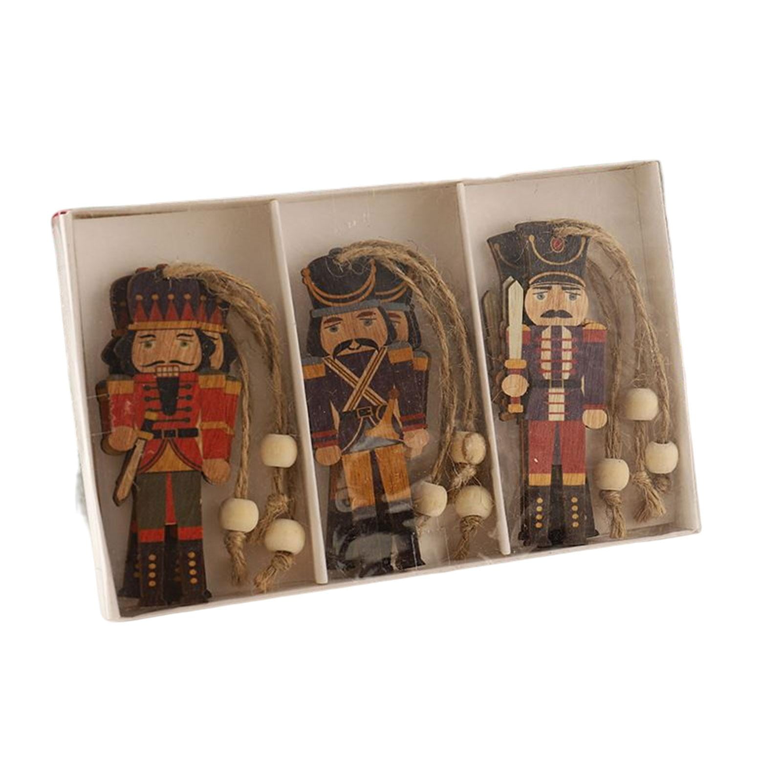 9x Hanging Decorations Nutcracker Figure Christmas Tree Pendant Wooden ...
