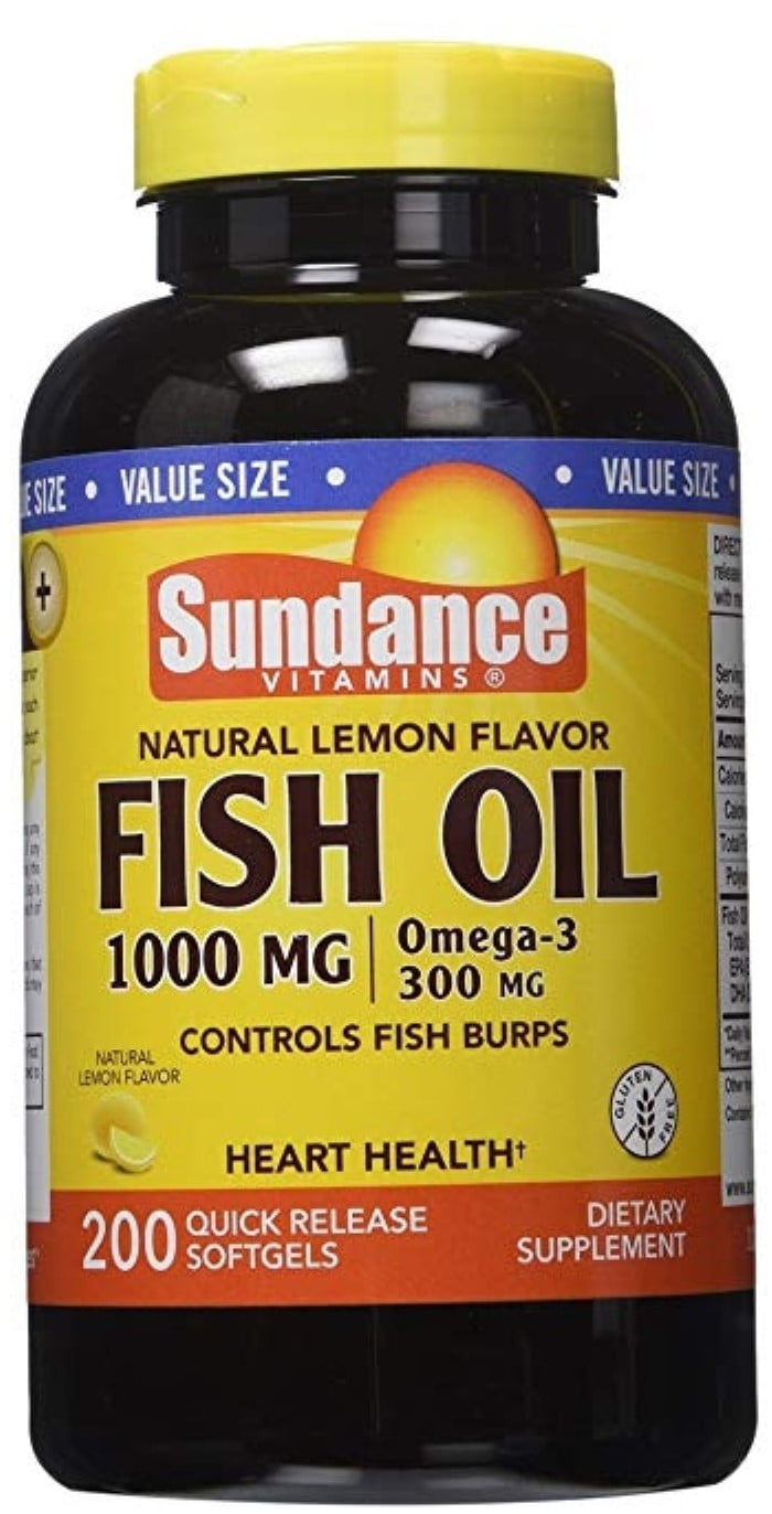 Sundance Vitamins Fish Oil 1000 mg /Omega-3 300 mg, Natural Lemon ...