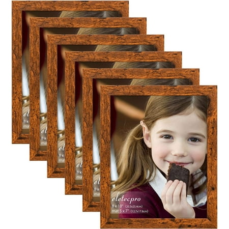 Hersh 8x10 Picture Frame Set of 6, Display Pictures 5x7 with Mat or ...