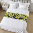 Abstract Yellow Waves Bed Runner King Size Modern Minimalist Yellow ...
