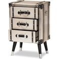 NauticalMart Aluminum Industrial Side Table 3 Drawer Aviator End Table ...