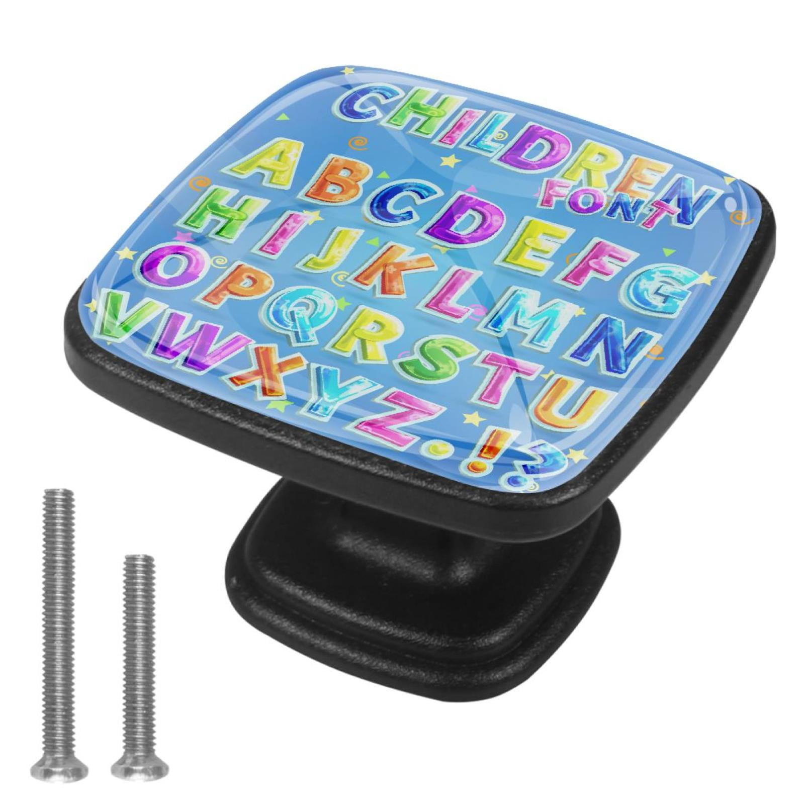 4 Pcs Cabinet Handle Drawer Pulls Alphabet Blue Cute Knobs with Screws ...
